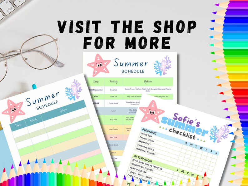 Summer Schedule, Summer Bucket List, Summer Checklist, Kids Chore Chart ...