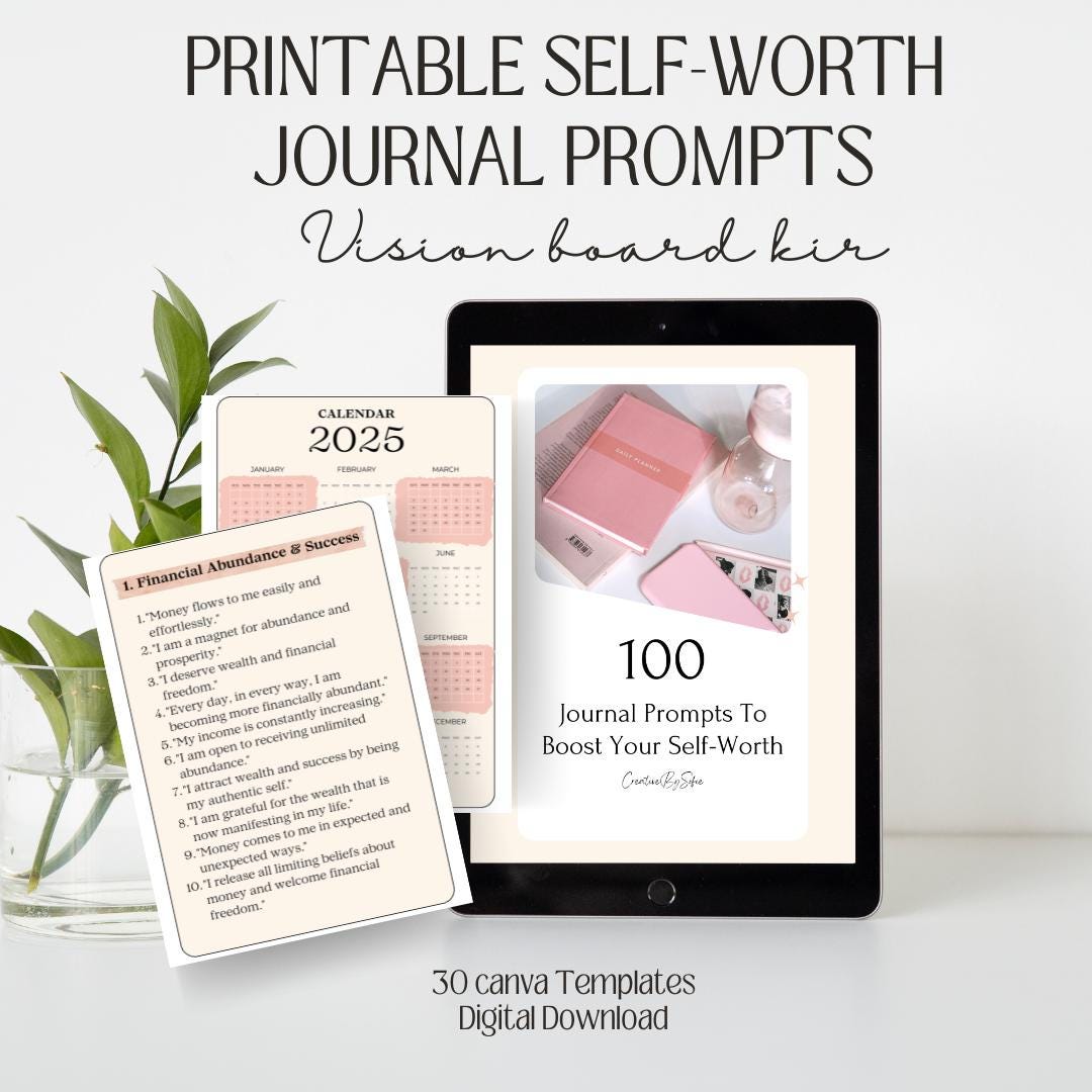 Self-worth Journal Prompts – 30 Printable Templates for Manifestation ...