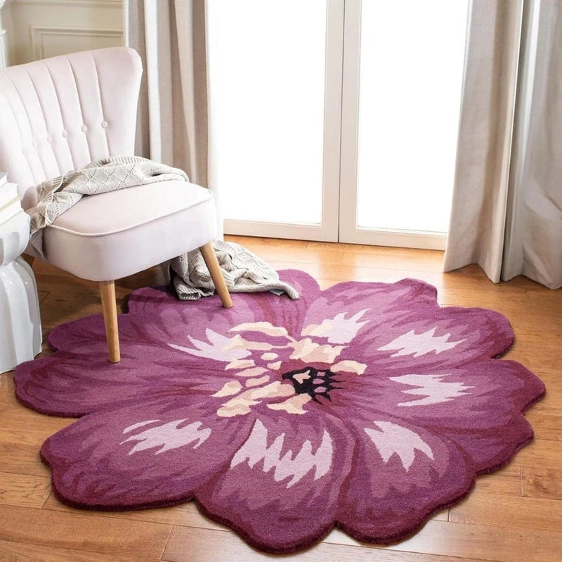 Pink Floral Rug - Etsy