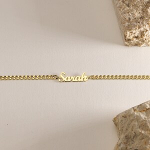 Personalized 14K Gold Name Chain Bracelet, Block Name Bracelet, Custom ...