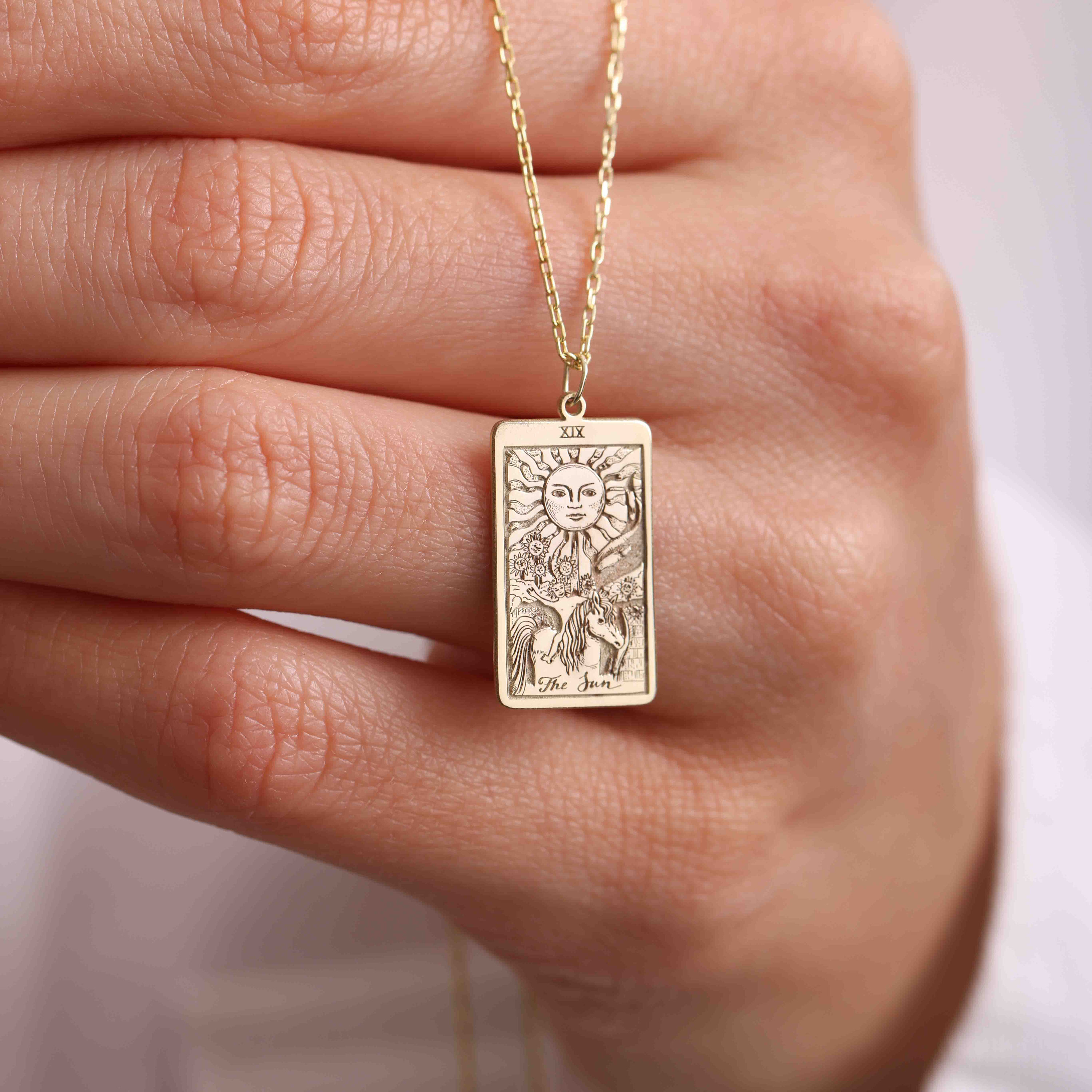 Gold Tarot Card Necklace, Sterling Silver Tarot Necklace, Spiritual ...