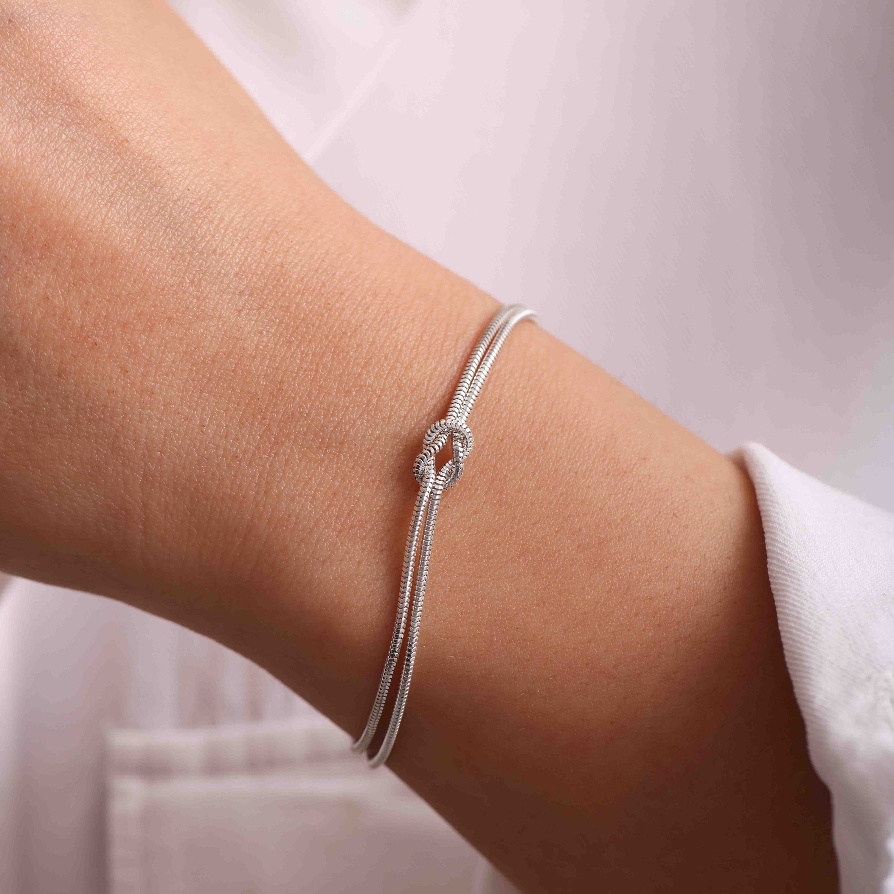 Silver Knot Bracelet, Matching Knot Bracelets for Couples, Dainty Gold Bracelet, Love Knot ...