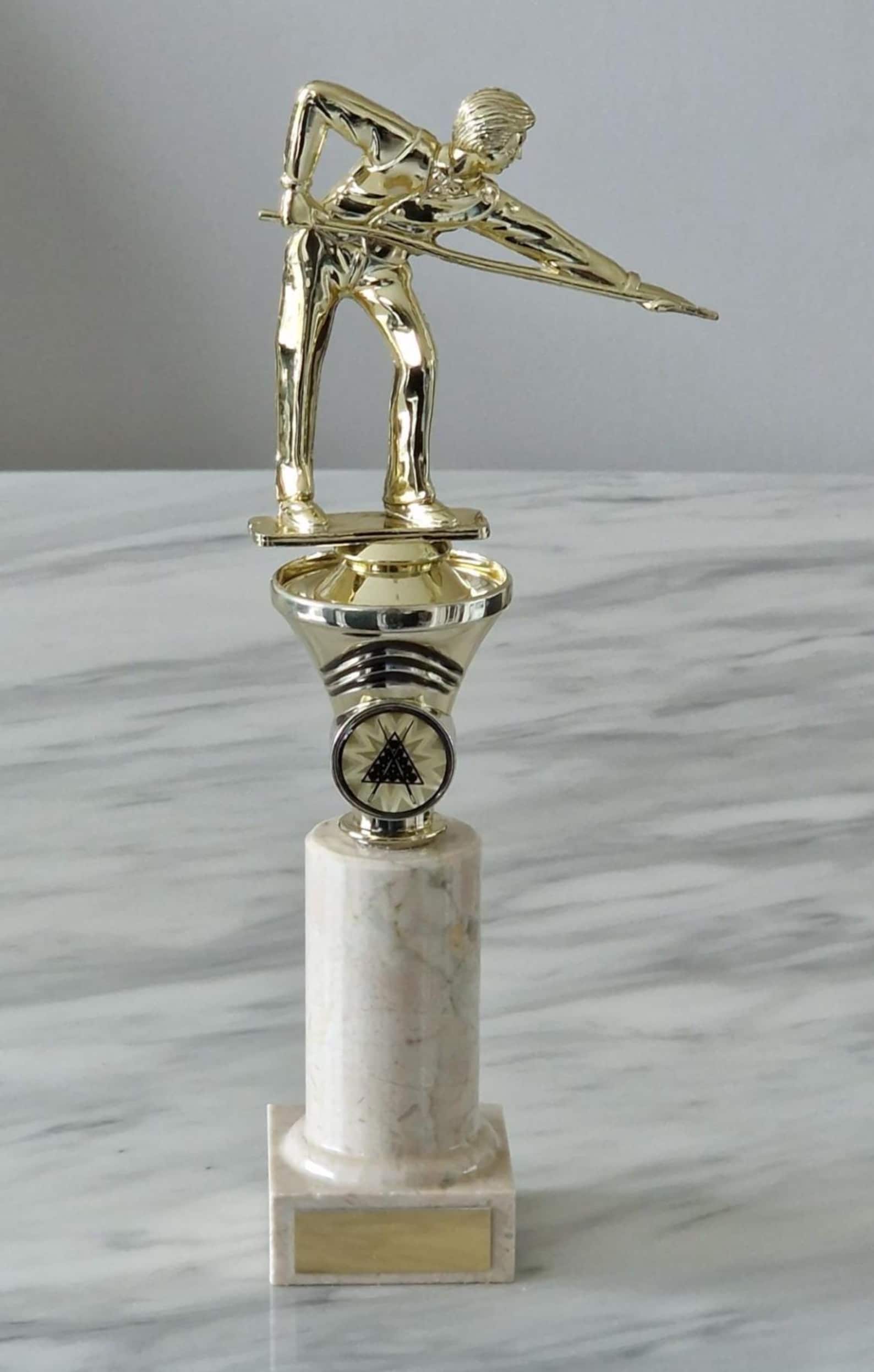 Personalised Snooker/pool Figurine Trophy Mounted on a Grained Beige ...