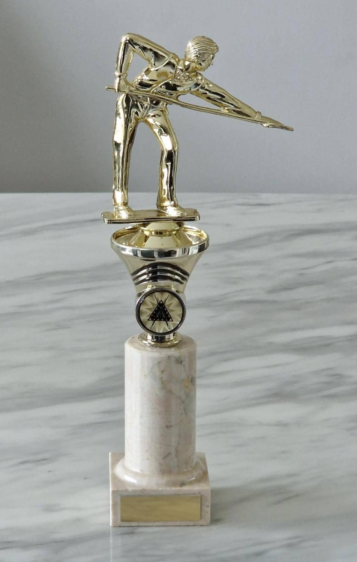 Personalised Snooker/pool Figurine Trophy Mounted on a Grained Beige ...