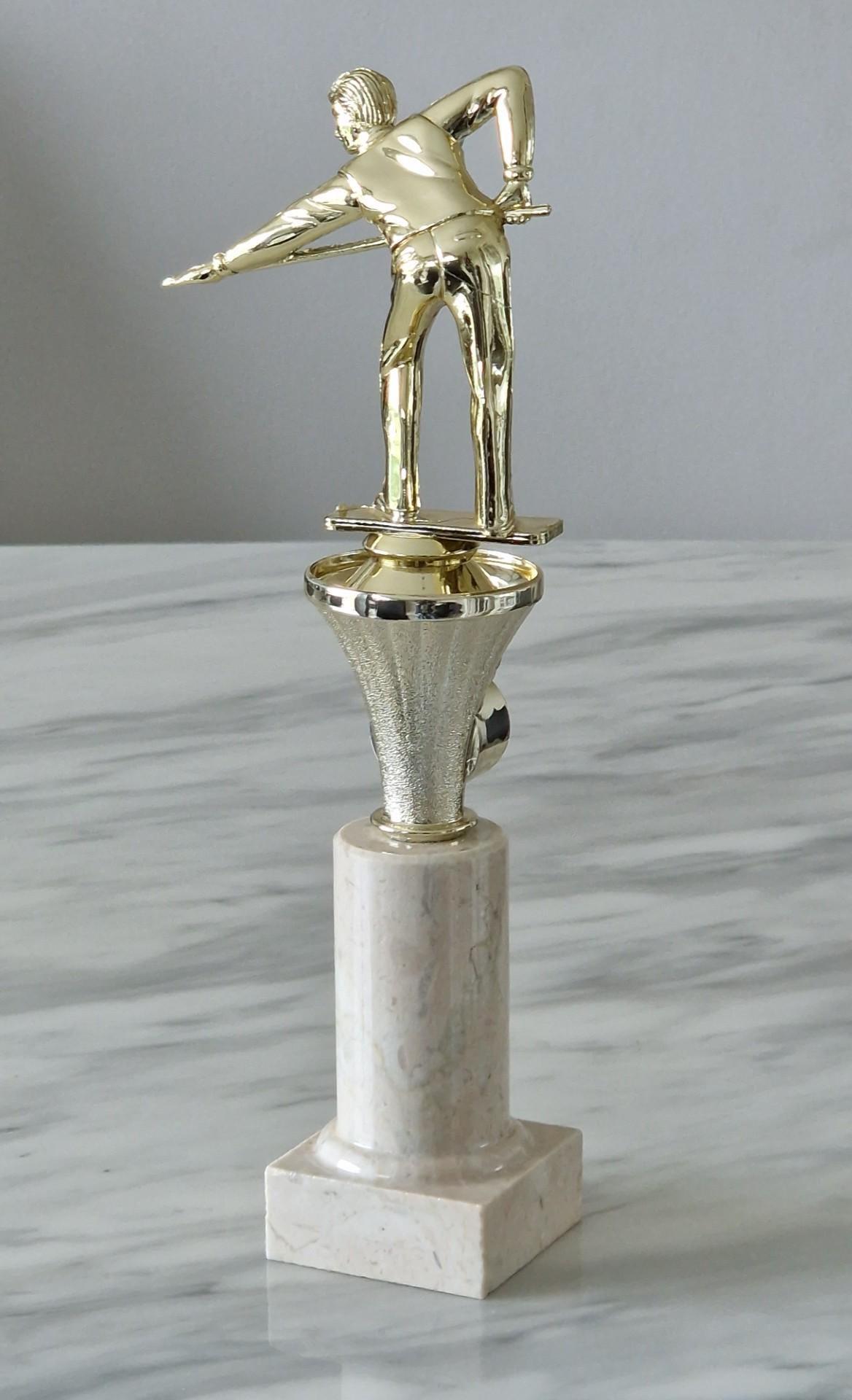 Personalised Snooker/pool Figurine Trophy Mounted on a Grained Beige ...