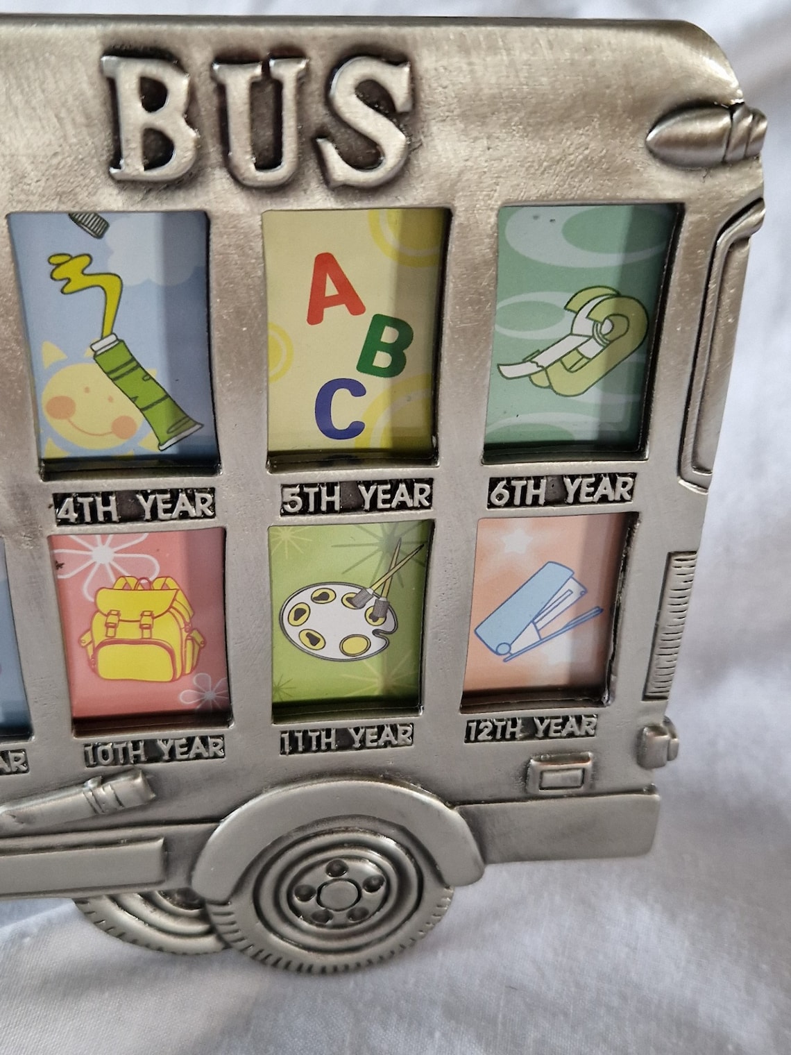 Pewter School Bus Photo Frame With Spaces for 12 Years of - Etsy