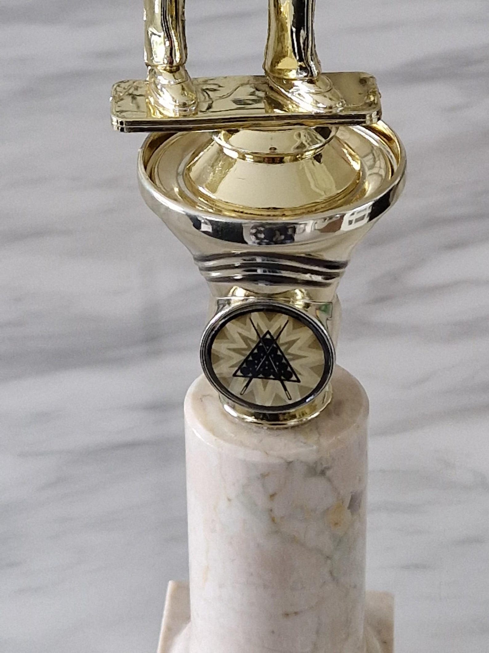 Personalised Snooker/pool Figurine Trophy Mounted on a Grained Beige ...