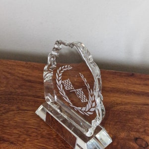 Personalized Crystal Motor Sport Trophy: Chequered Flags, Engraved ...