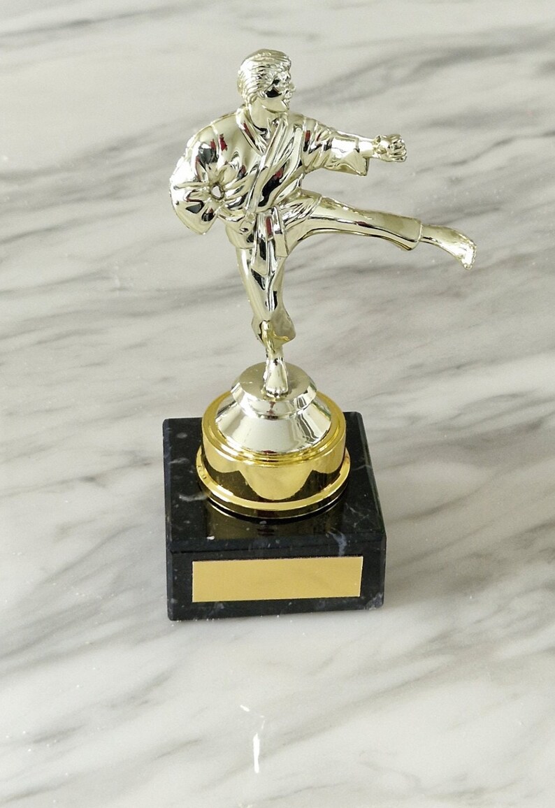 Personalized Karate Trophy: Gold Resin Figurine, Black Marble Base - Etsy