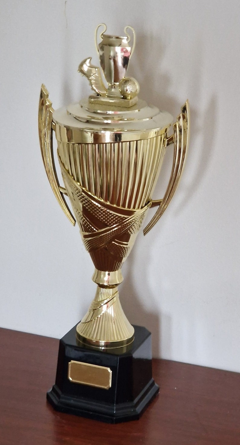 Personalised 43 Cm Gold Coloured Soccer Cup Trophy With Handles & Lid ...