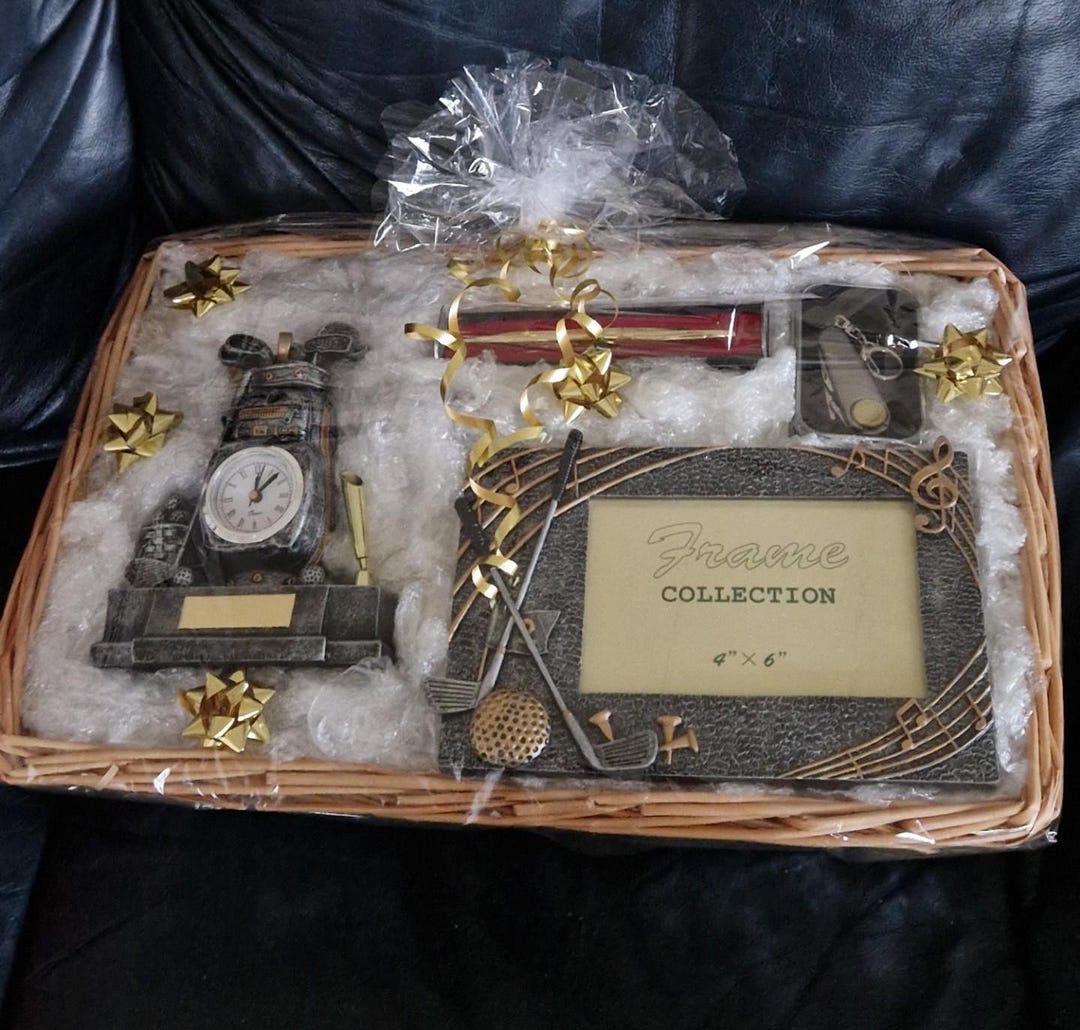 Golf Gift Hamper With Personalised Handcrafted Golf Clock & Pen, Golf ...