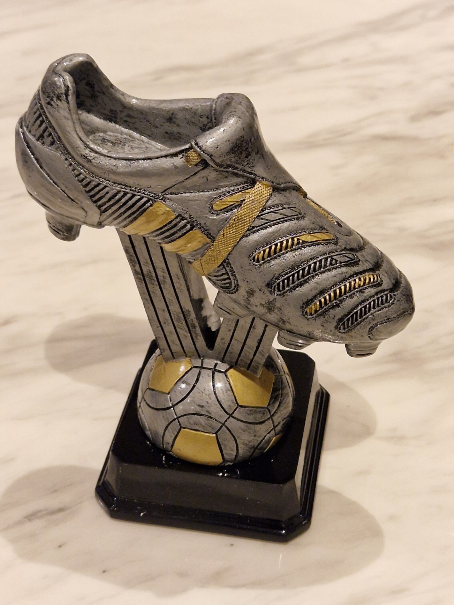 Personalized Football Boot Trophy: Antique Silver & Gold Soccer Award ...