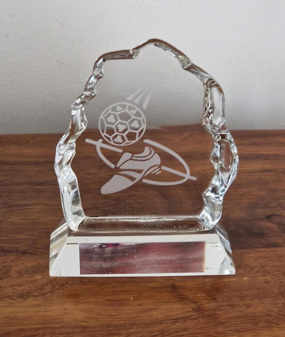 Personalised 11cm Iceberg Crystal Soccer Football Trophy in Satin Lined ...