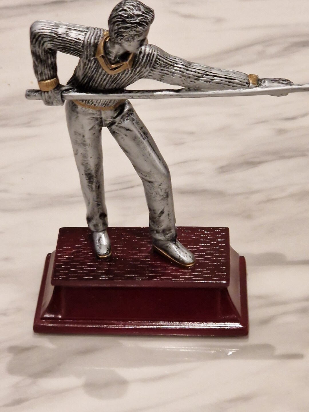 Personalised Silver and Bronze Snooker/pool Figurine Trophy. Detailed ...