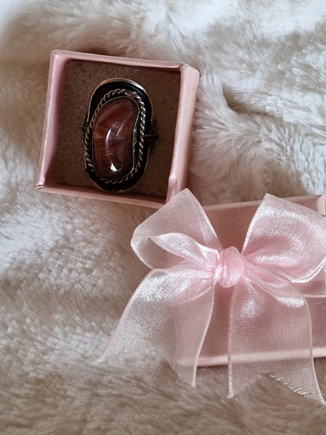Handcrafted Alpaca Silver and Brown Murano Stone Ring. Size Adjustable ...