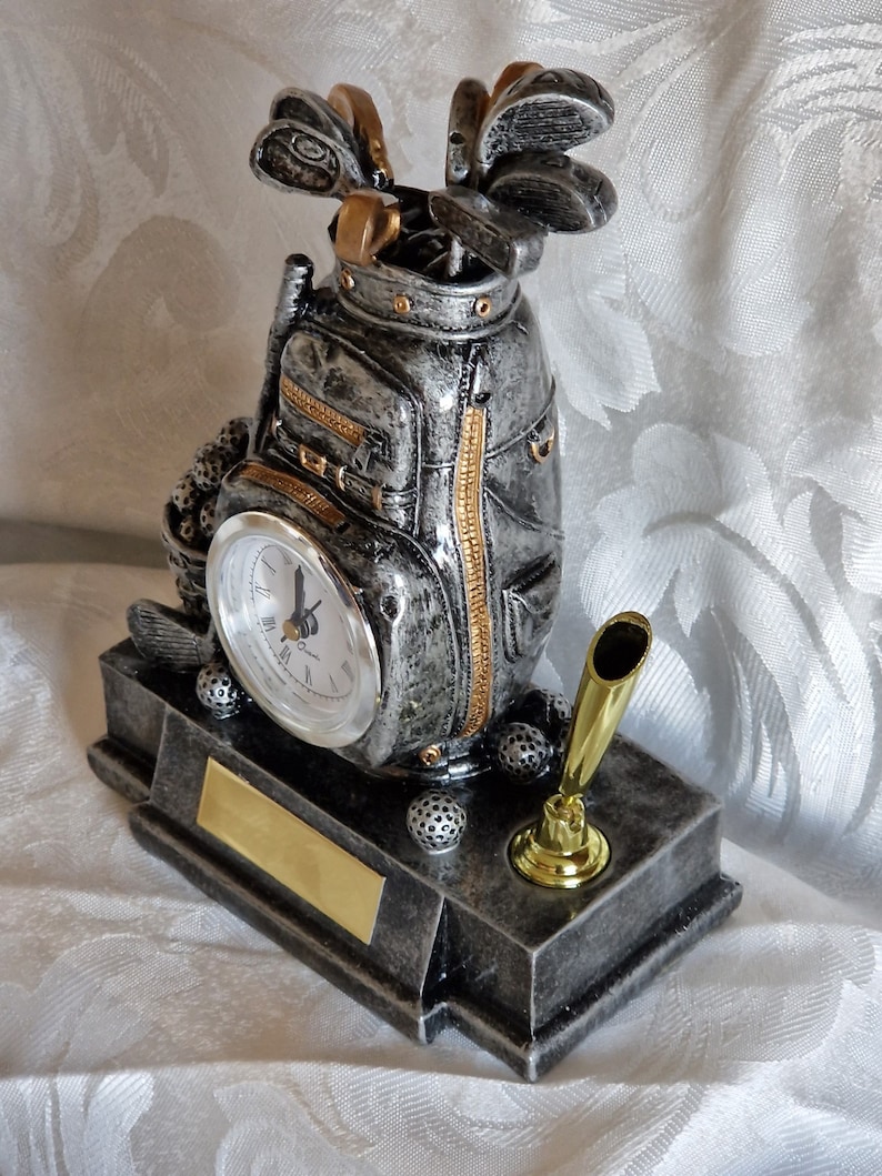 Unique Personalised Handcrafted Golf Clock With Pen Holder & Pen. Ideal ...