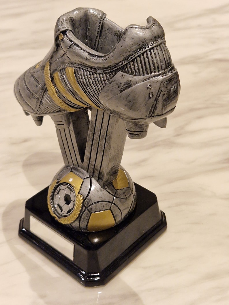 Personalized Football Boot Trophy: Antique Silver & Gold Soccer Award ...
