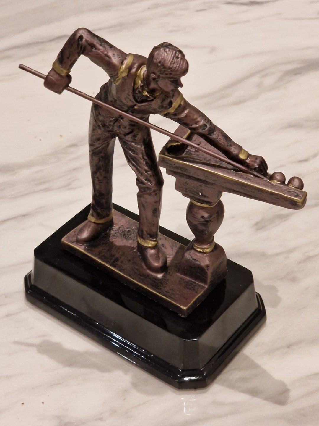 Personalised Snooker/pool Figurine Trophy at Table. Detailed Design ...