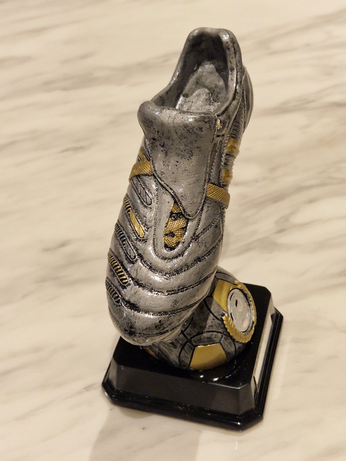 Personalized Football Boot Trophy: Antique Silver & Gold Soccer Award ...
