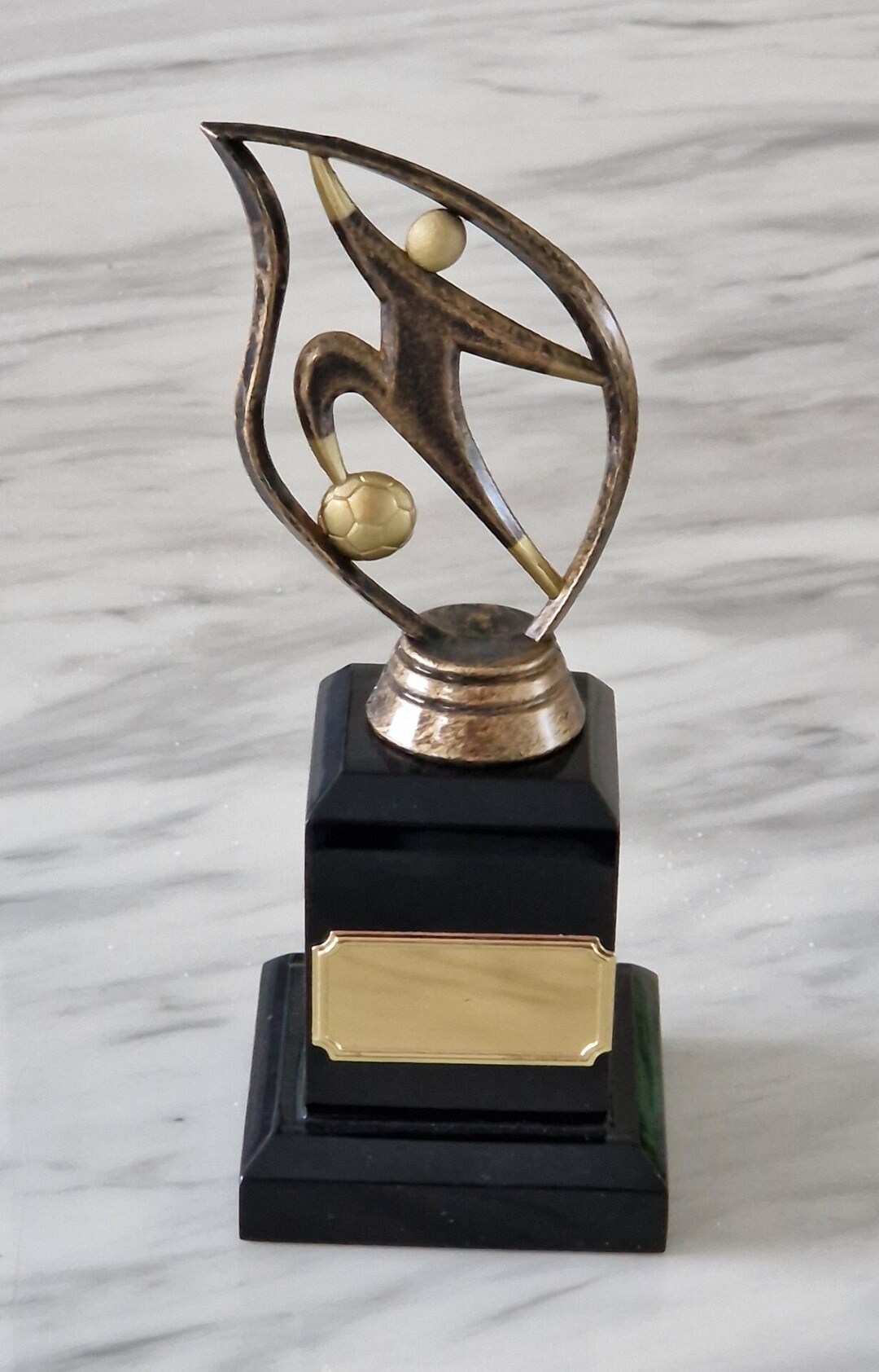 Personalised Bronze & Gold Abstract Soccer Figurine Trophy on ...