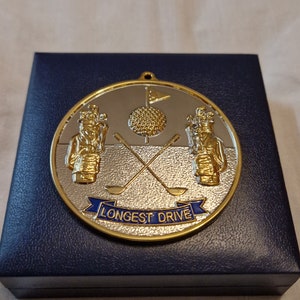 Large 70mm Longest Drive Enamelled Golf Medal in Presentation Box ...