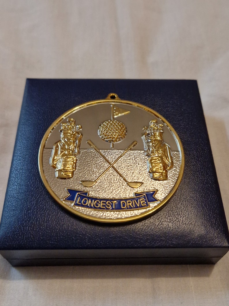 Large 70mm Longest Drive Enamelled Golf Medal in Presentation Box ...