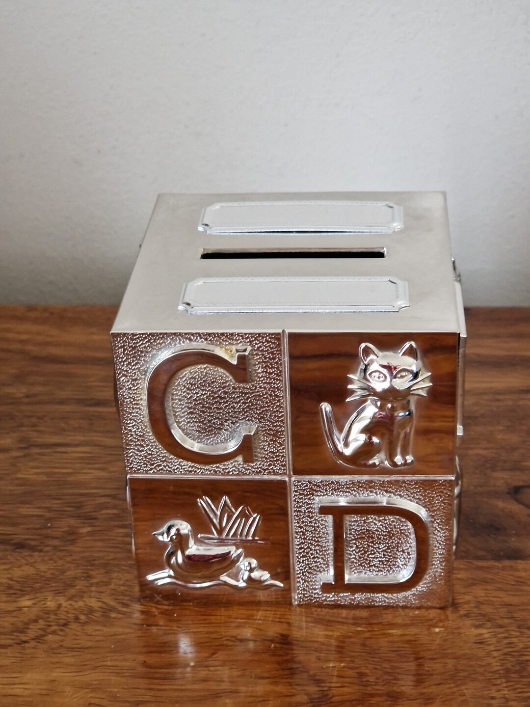 Personalised Silver Plated Baby's ABC Money Box. Ideal for New Baby ...