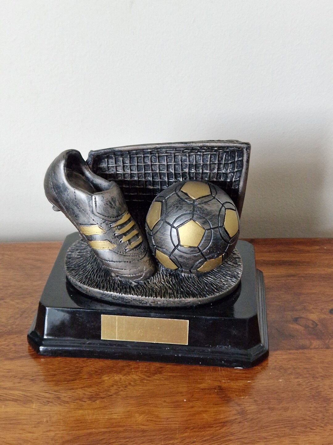 Personalised Heavy Football Boot, Soccer Ball and Goal Post Trophy ...