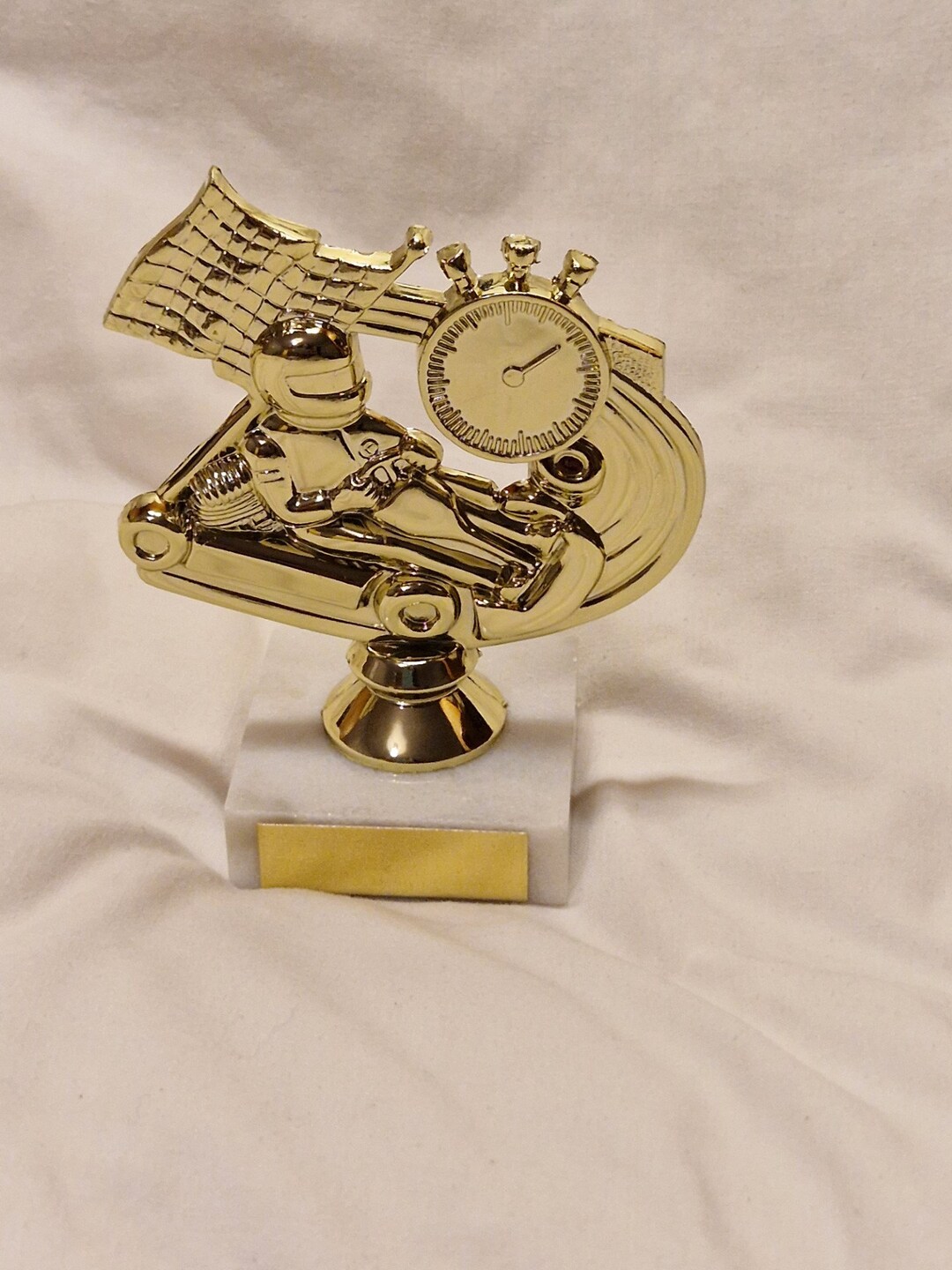 Personalised Go-karting Motor Sport Trophy With Marble Base. Ideal Desk ...