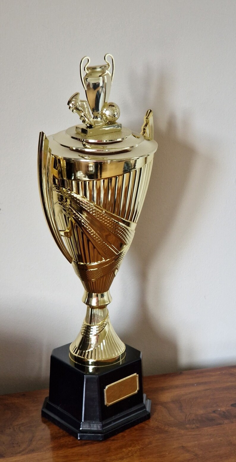 Personalised 43 Cm Gold Coloured Soccer Cup Trophy With Handles & Lid ...