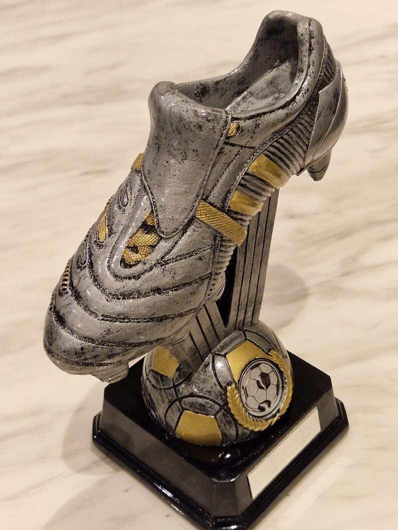 Personalized Football Boot Trophy: Antique Silver & Gold Soccer Award ...
