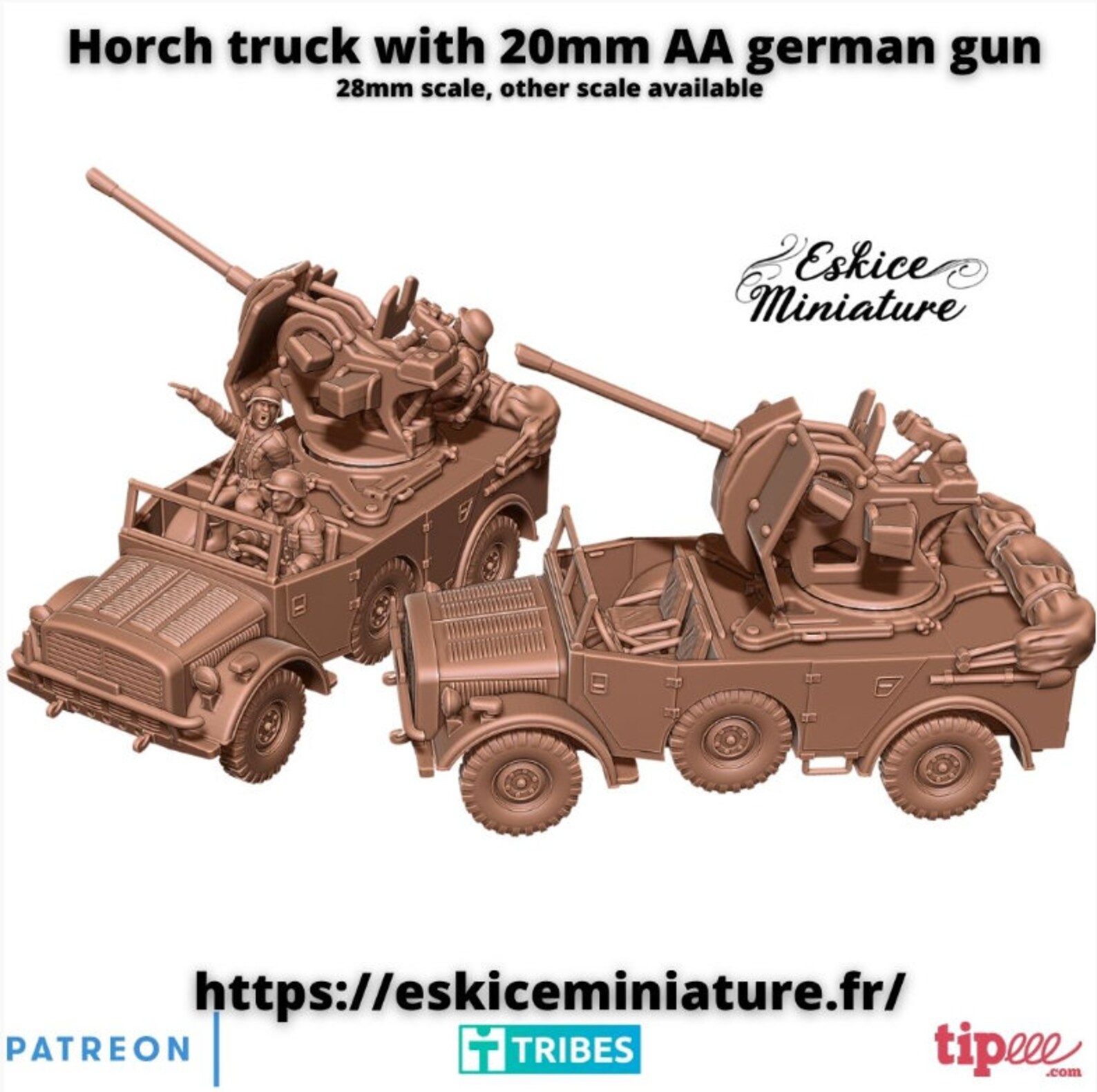 WW2 German Horch Truck W/ 20mm AA German Gun Set - Etsy