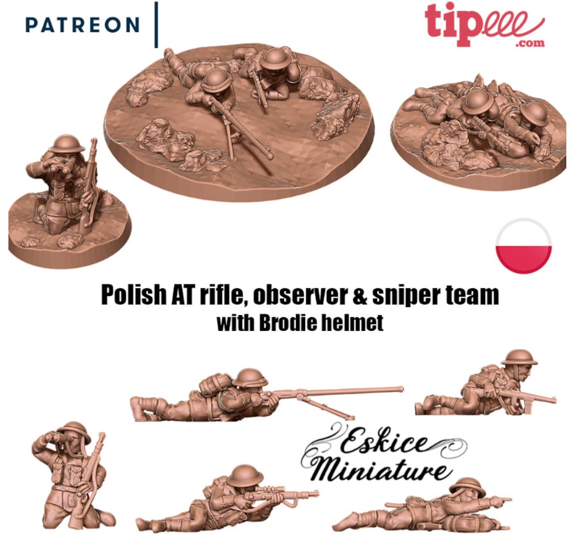 WW2 Polish AT Rifle, Observer, & Sniper Team W/ Brodie Helmets Set - Etsy