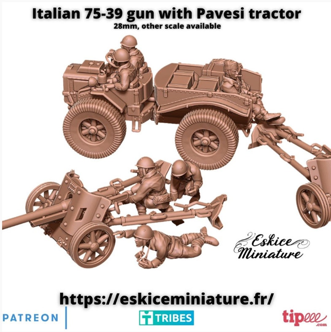 WW2 Italian 75/39 Gun & Pavesi Tractor W/ Crew Set - Etsy