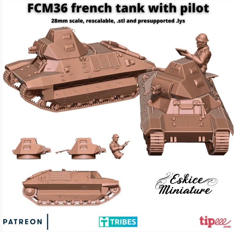 WW2 French FCM36 Tank Set - Etsy