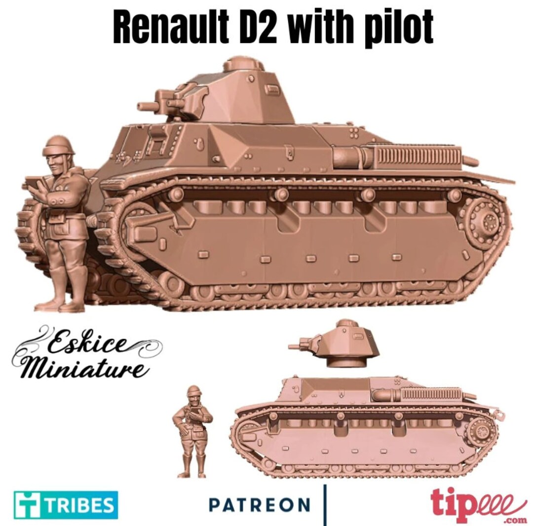 WW2 French Renault D2 Tank W/ Pilot - Etsy