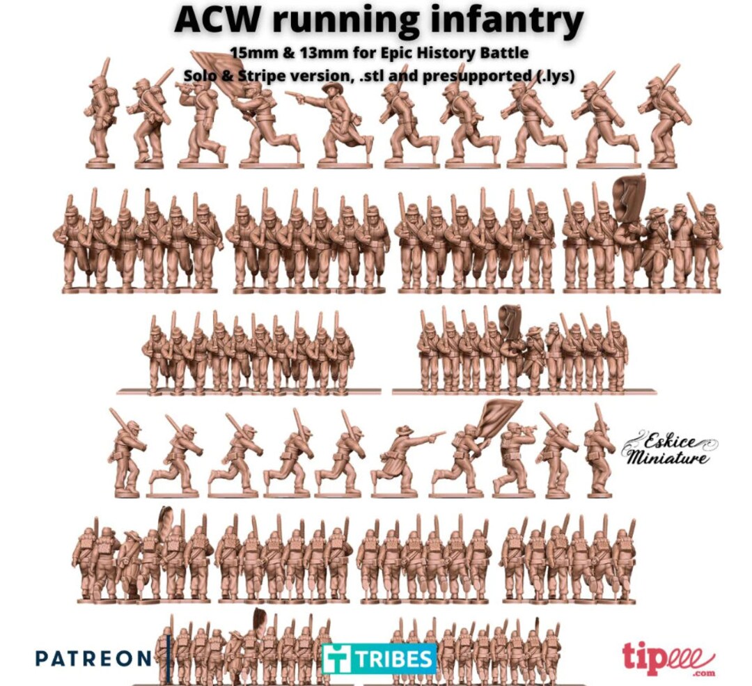 ACW Running Infantry Set - Etsy