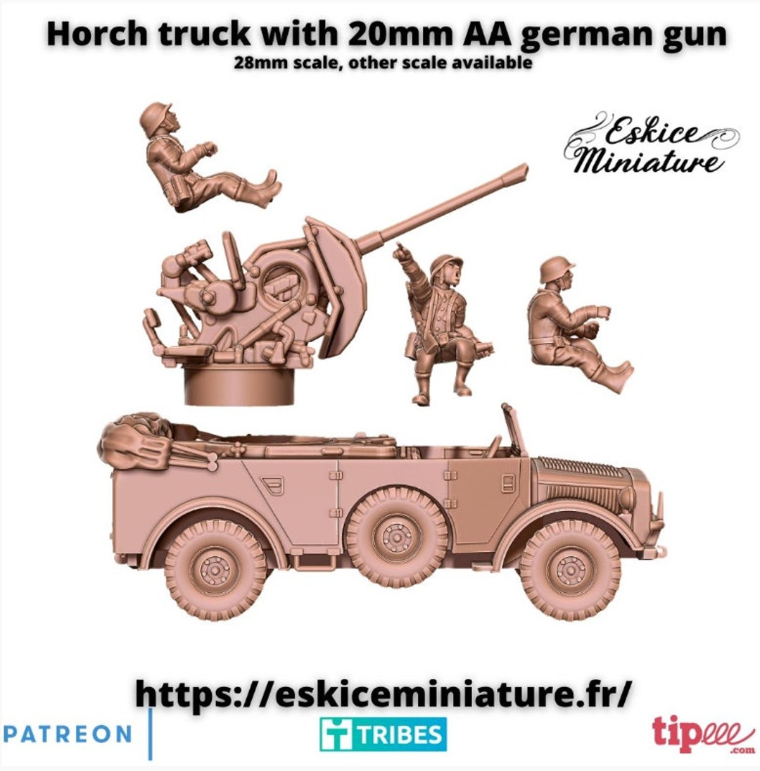 WW2 German Horch Truck W/ 20mm AA German Gun Set - Etsy