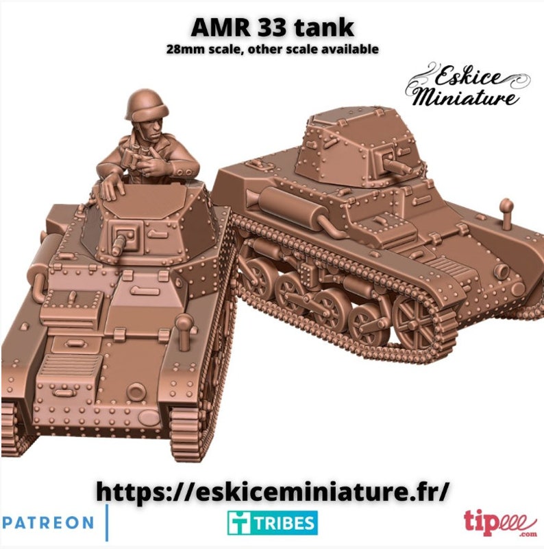 WW2 French AMR 33 Tank Set - Etsy