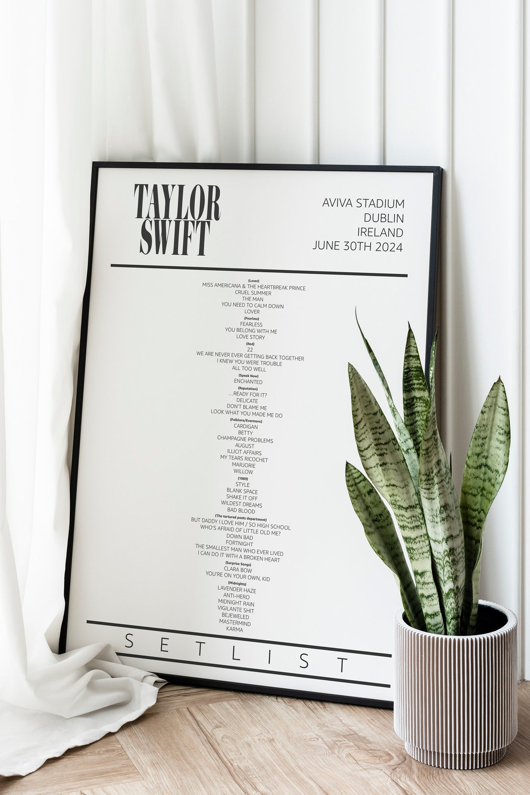 Taylor Swift Eras Tour Setlist / Taylor Swift / Eras Tour / Dublin ...