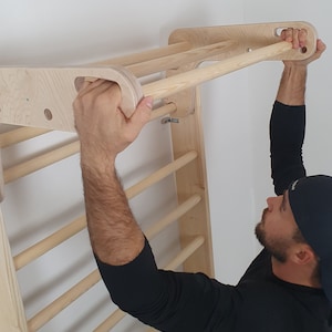 Wooden Stall Bars Adjustable Pull up Bar, Wall Bars Stall Bars Mounted ...