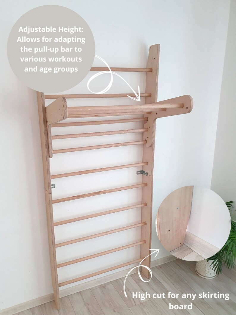 Wooden Stall Bars Adjustable Pull up Bar, Wall Bars Stall Bars Mounted ...