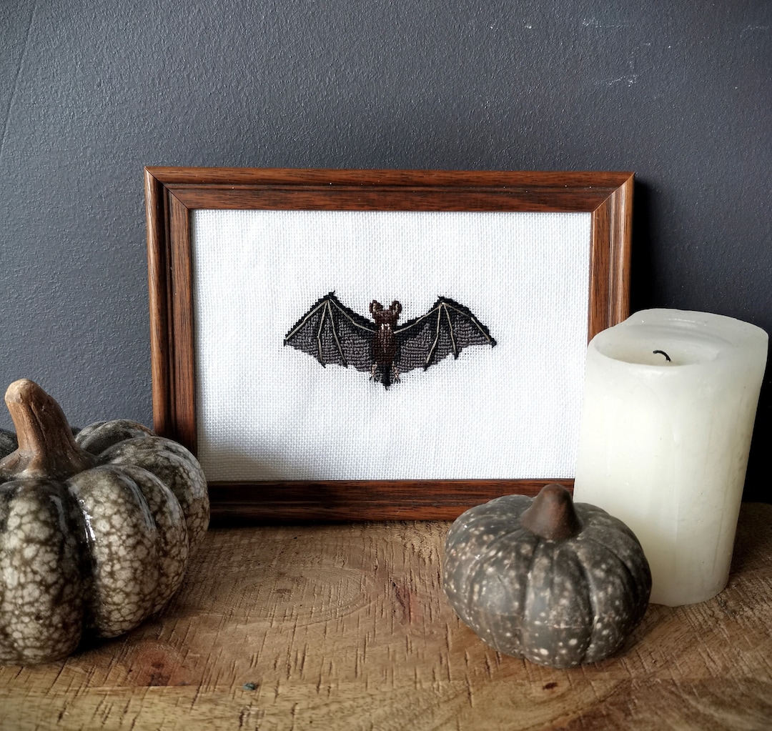 Bat Embroidered in Cross Stitch - Etsy