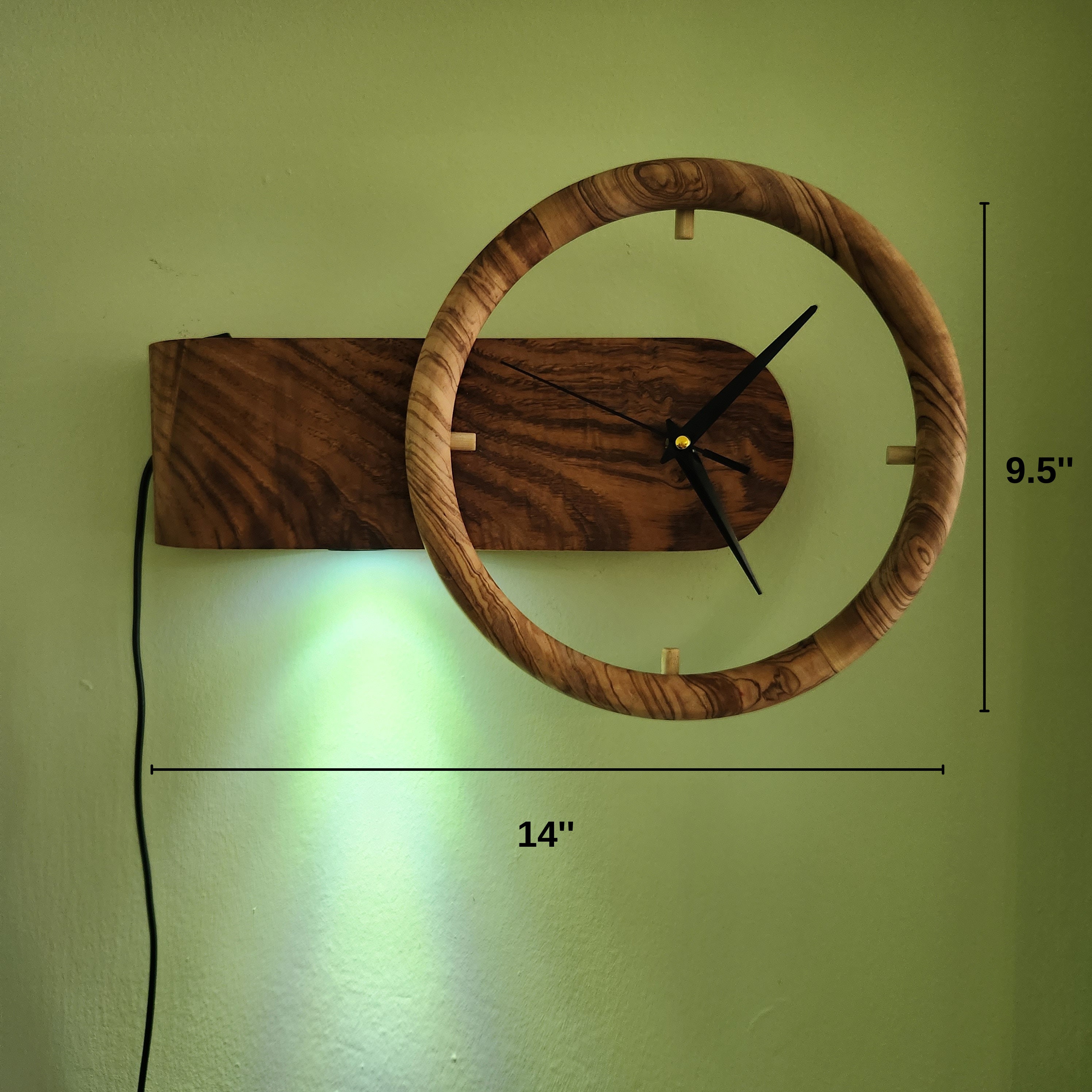 Led Lighted Wooden Wall Clock,wooden Wall Clock, Clock for Wall ...