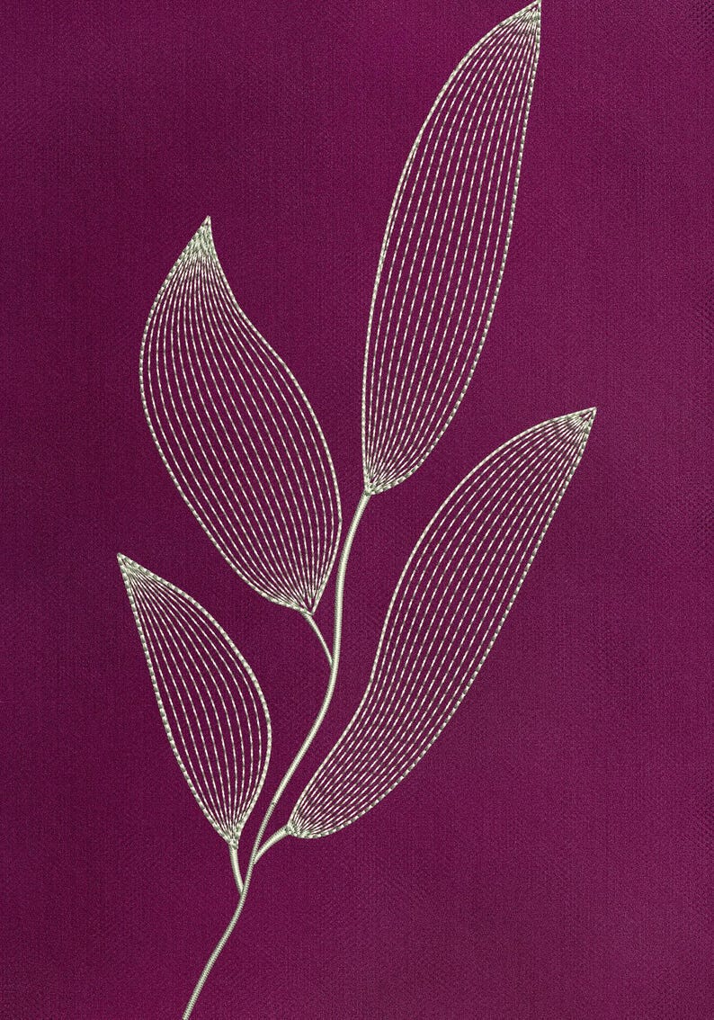 Branch Leaves Machine Embroidery Design, Pattern in 5 Size - Etsy