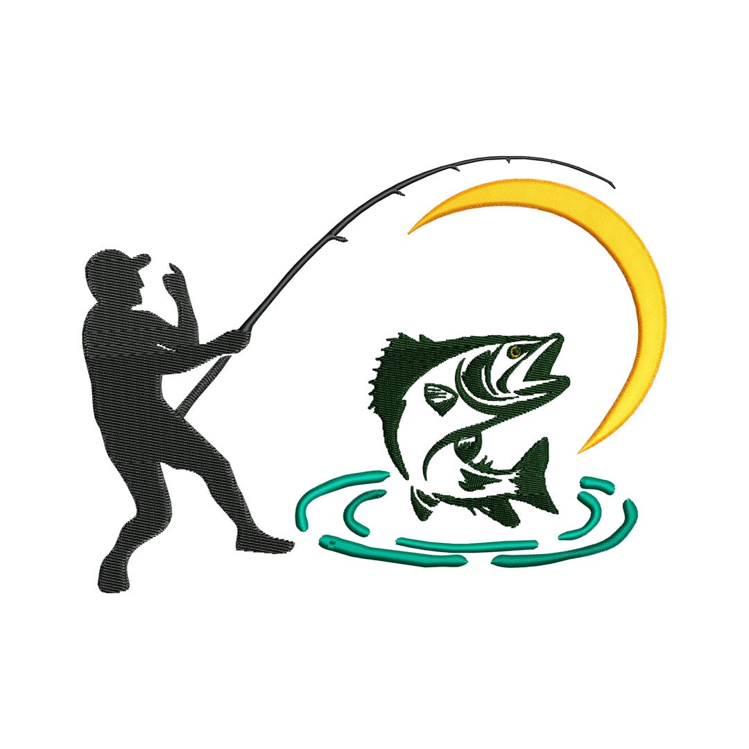 Fishing Machine Embroidery Design, Pattern in 5 Sizes - Etsy