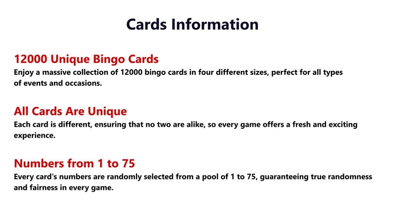 Bingo 12,000 Printable Cards. Fun Party Game - Etsy