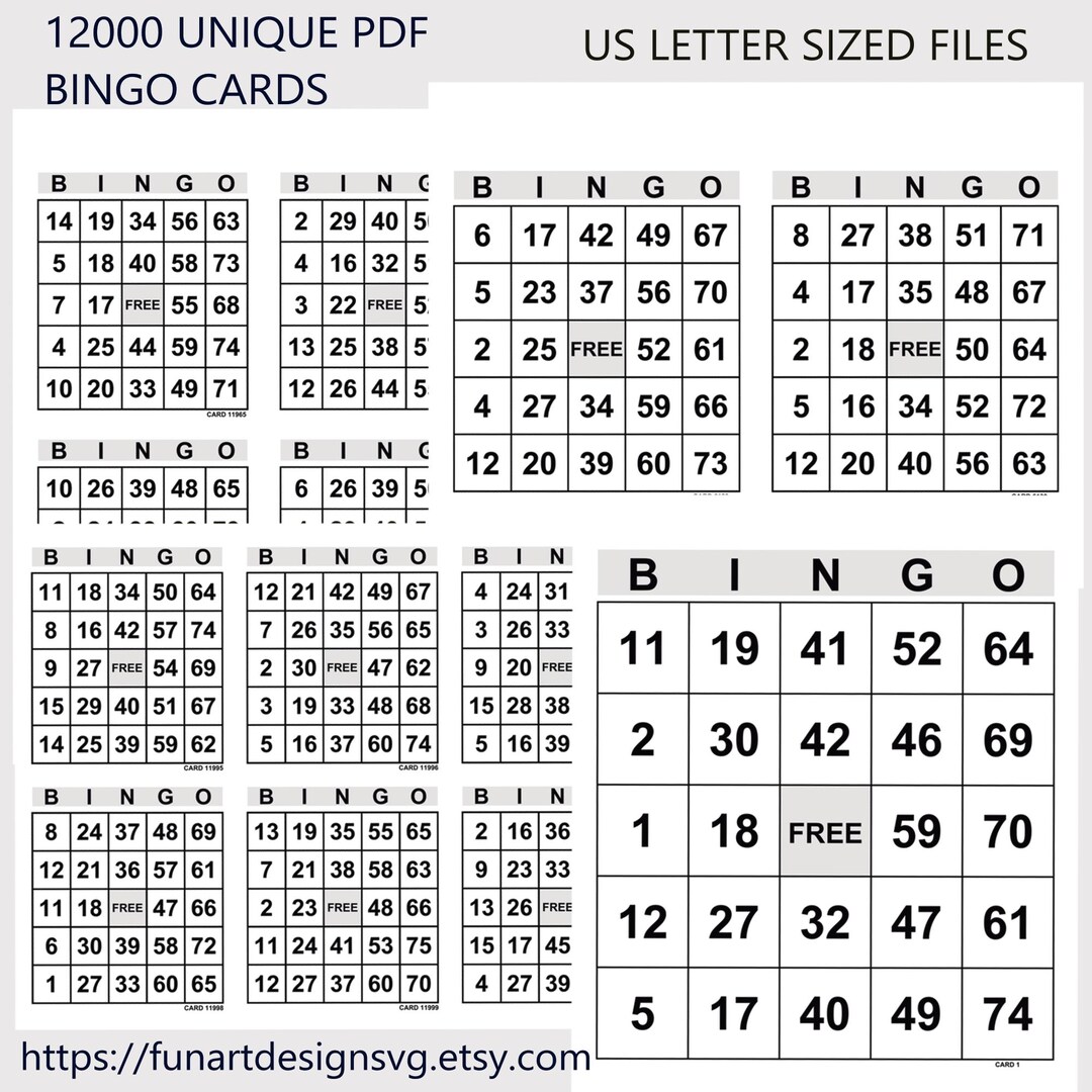 Bingo 12,000 Printable Cards. Tombola. Perfect for Christmas - Etsy