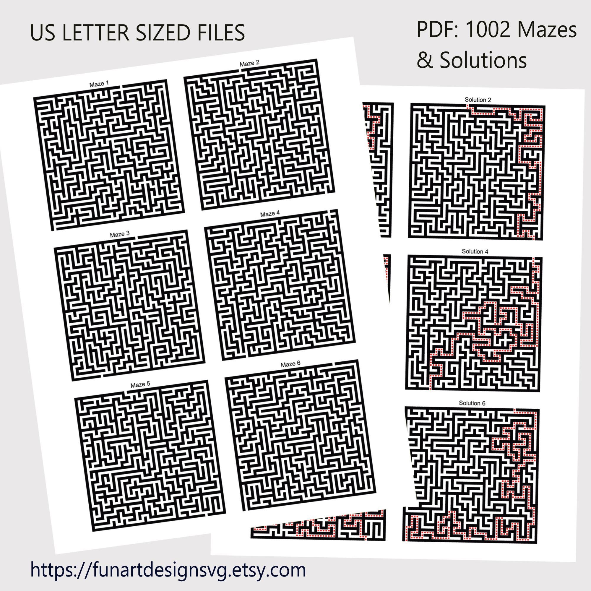 Maze Puzzles – 1,002 Unique Mazes to Solve - Etsy