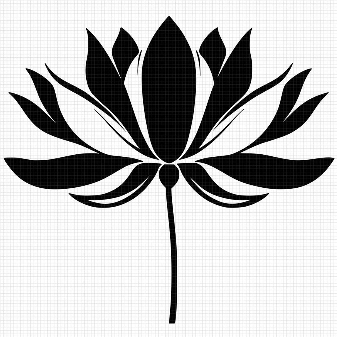 Lotus Flower Silhouette Vector. Digital in SVG Format - Etsy